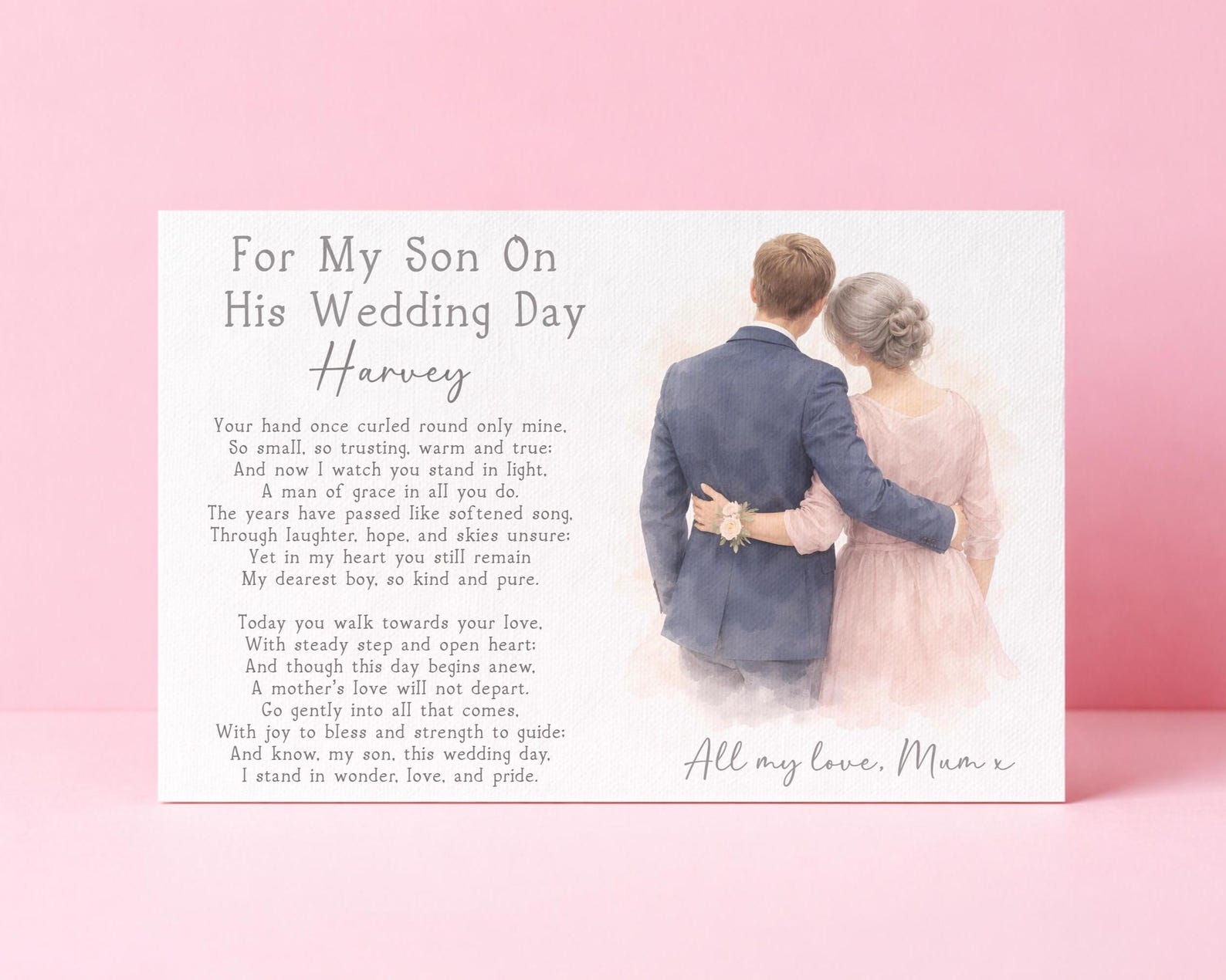 Personalised Son Wedding Day Card From Mum, for My Son on His Wedding ...