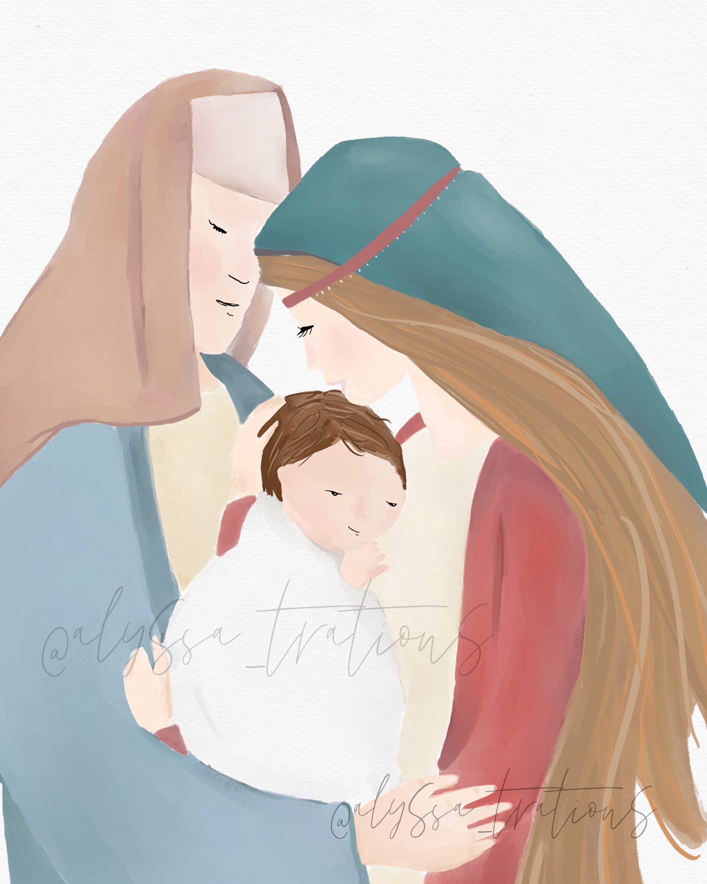 Nativity Scene Watercolor Print Digital Download Printable - Etsy