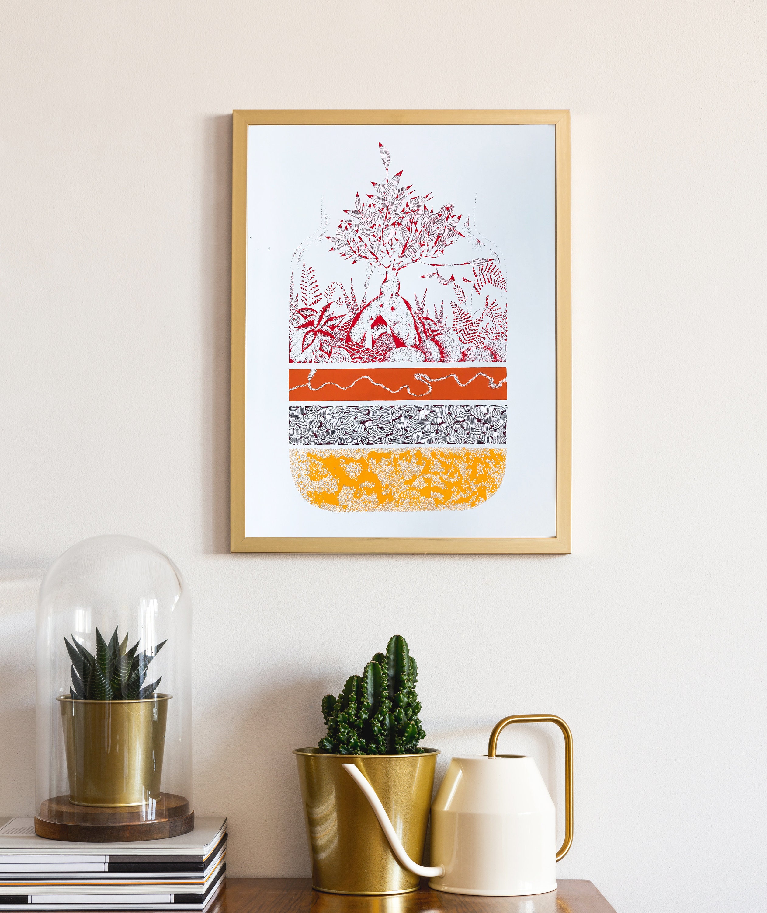 POSTER SERIGRAPHIE A3 terrarium-illustration hand nature-4 | Etsy