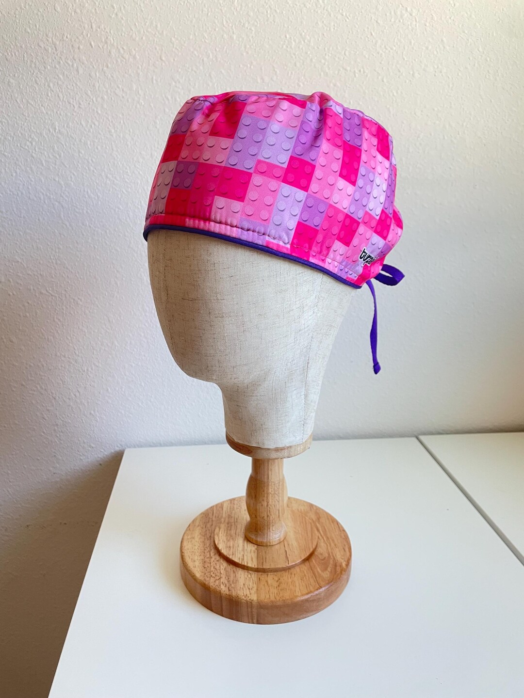 Pastel Pink Surgical Cap With Original Design | Pink Geometric Scrub ...