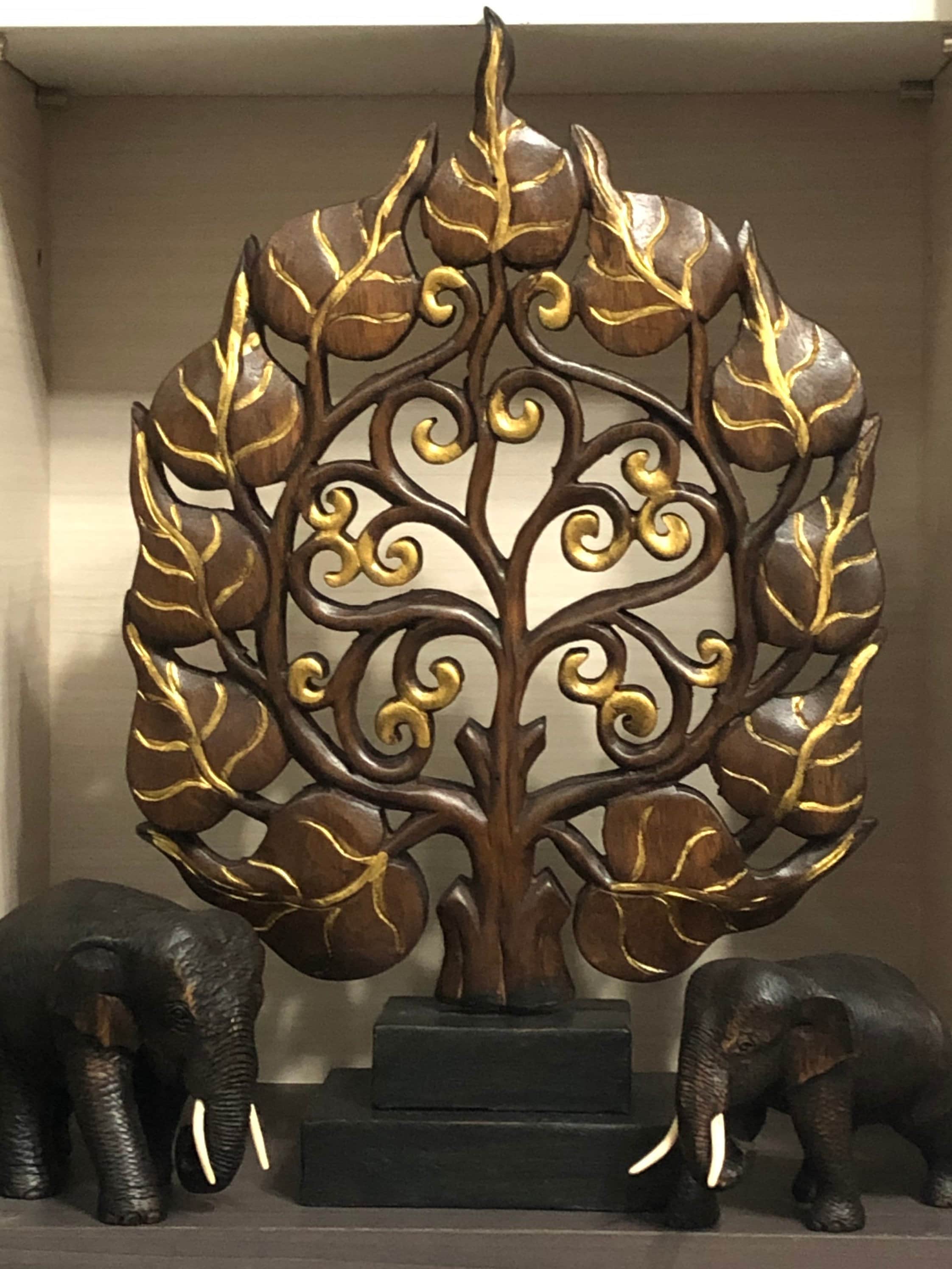 Hand-carved Bosh Leaf Wood Sculpture-sacred Tree Decor for Altar or ...