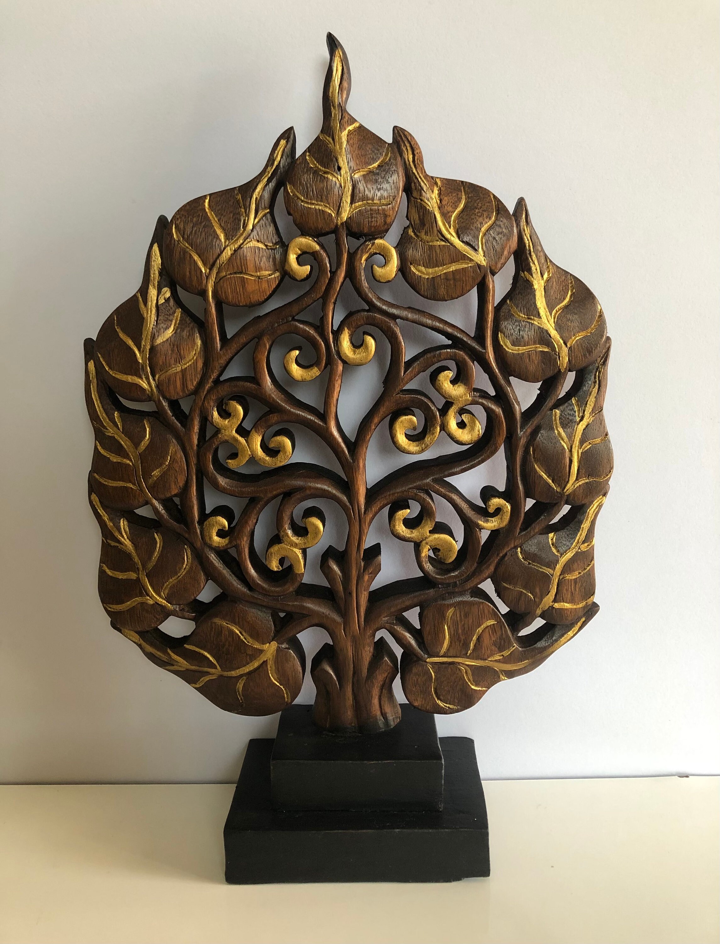 Hand-carved Bosh Leaf Wood Sculpture-sacred Tree Decor for Altar or ...