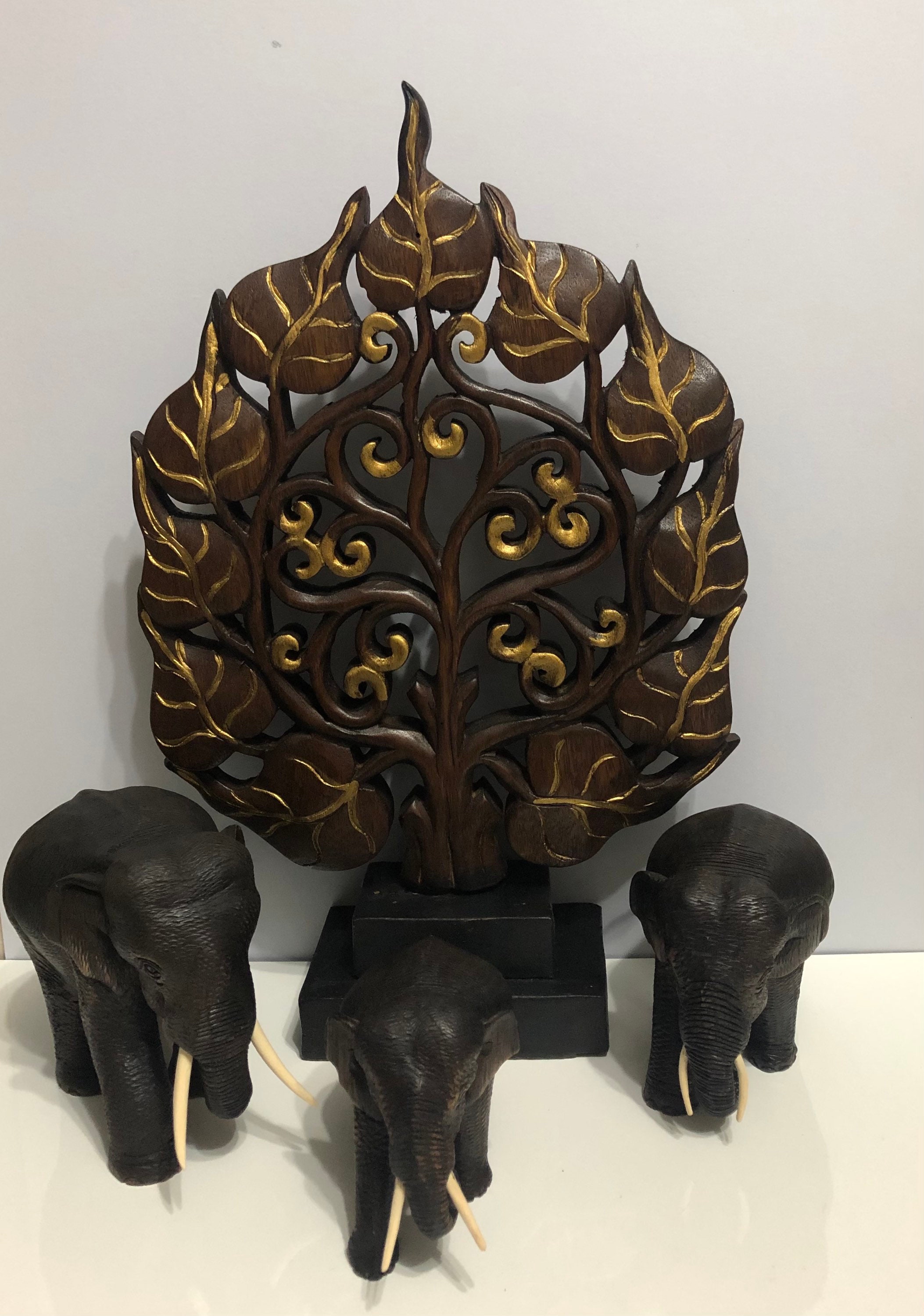 Hand-carved Bosh Leaf Wood Sculpture-sacred Tree Decor for Altar or ...