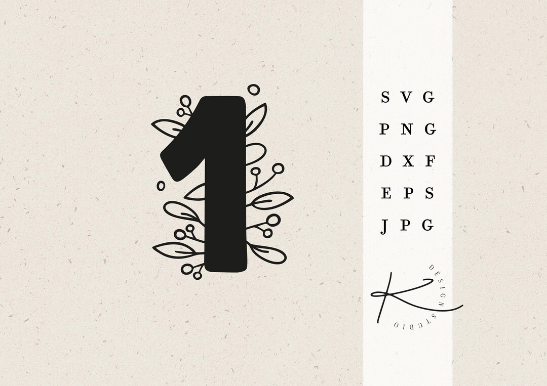 1 ONE NUMBER PLOTTER FILE / Svg Png Dxf Jpg Eps Set Plotter File ...