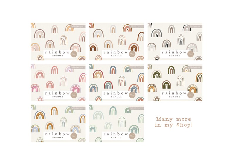 RAINBOW BUNDLE CLIPART / Hand Drawn Vector Rainbow Png Illustration ...