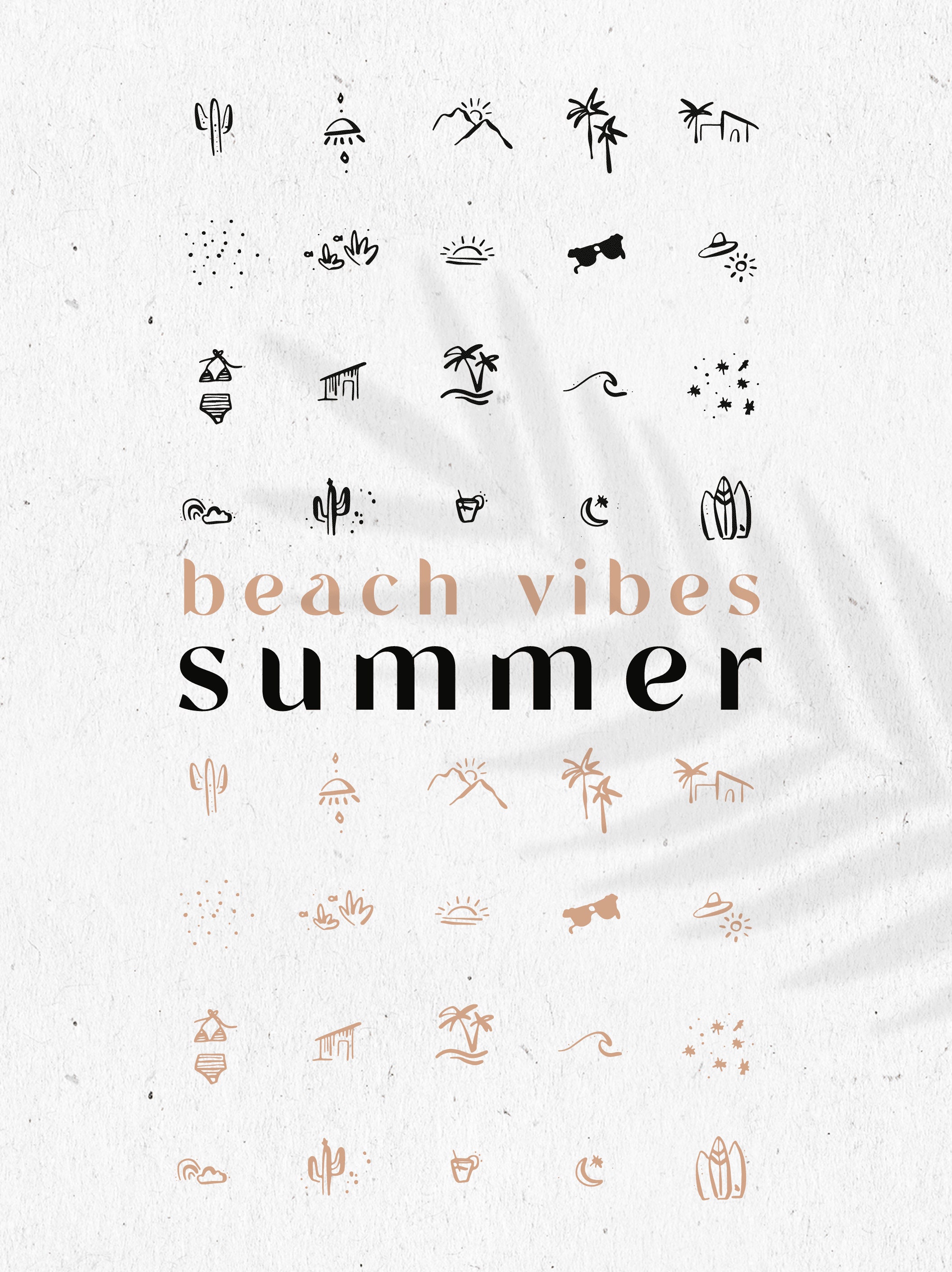 SUMMER ICONS / Hand Drawn Illustration for Graphic Design, Social Media ...
