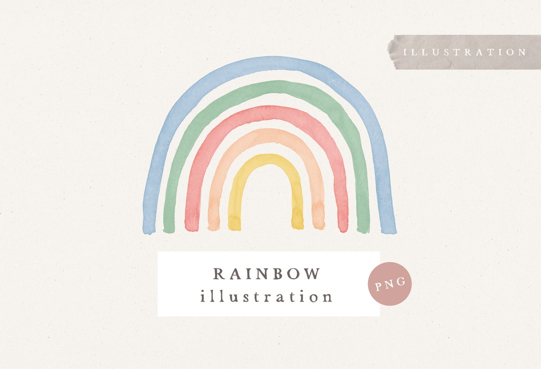 WATERCOLOR RAINBOW CLIPART / Hand Drawn Watercolor Rainbow Png ...