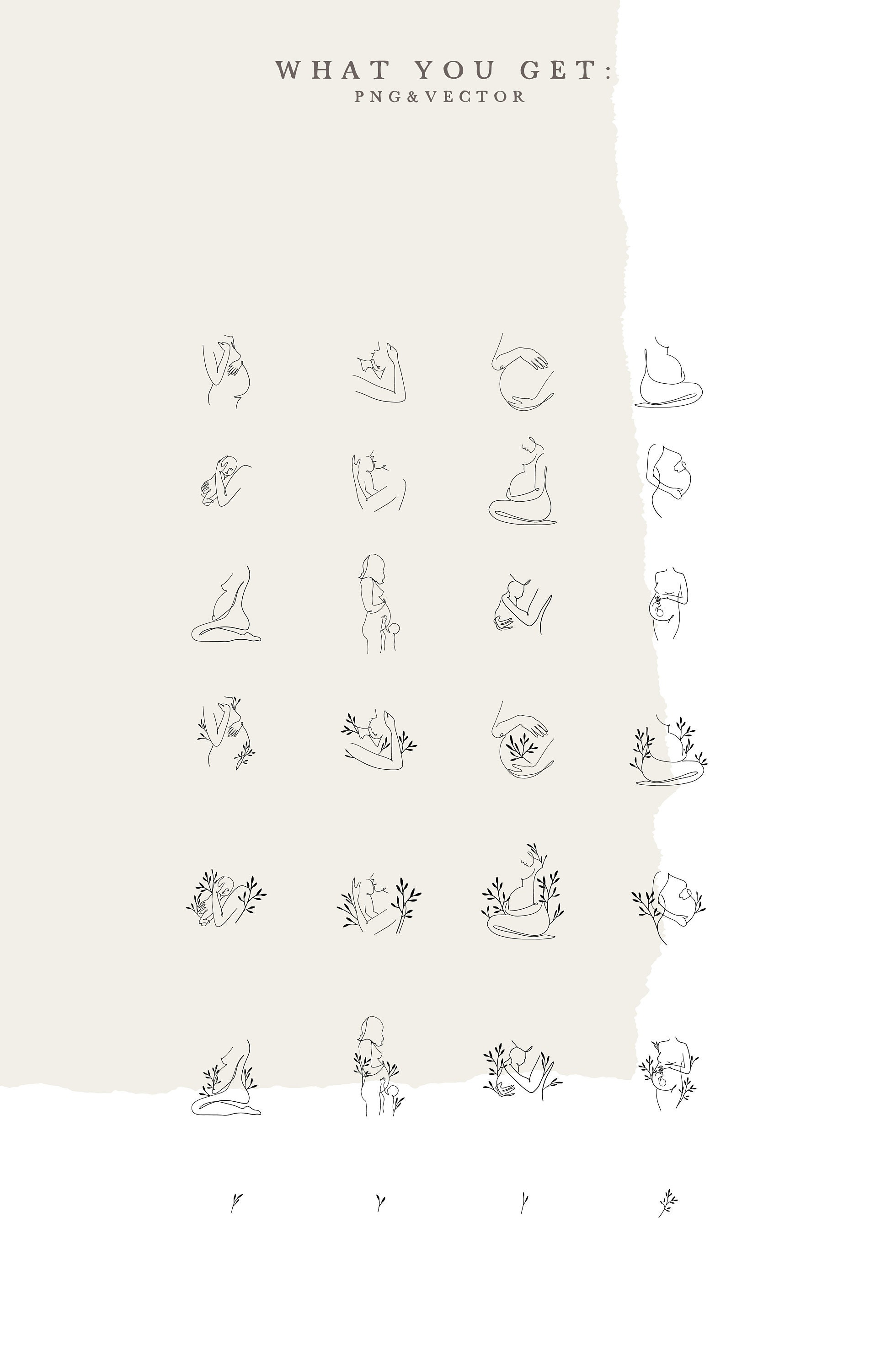MOM BIG BUNDLE / Vector and Png Bundle Hand Drawn Sketches Baby Shower ...