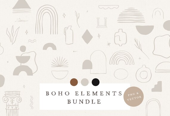BOHO LOGO ELEMENTS / Png and Vector Hand Drawn Illustration - Etsy