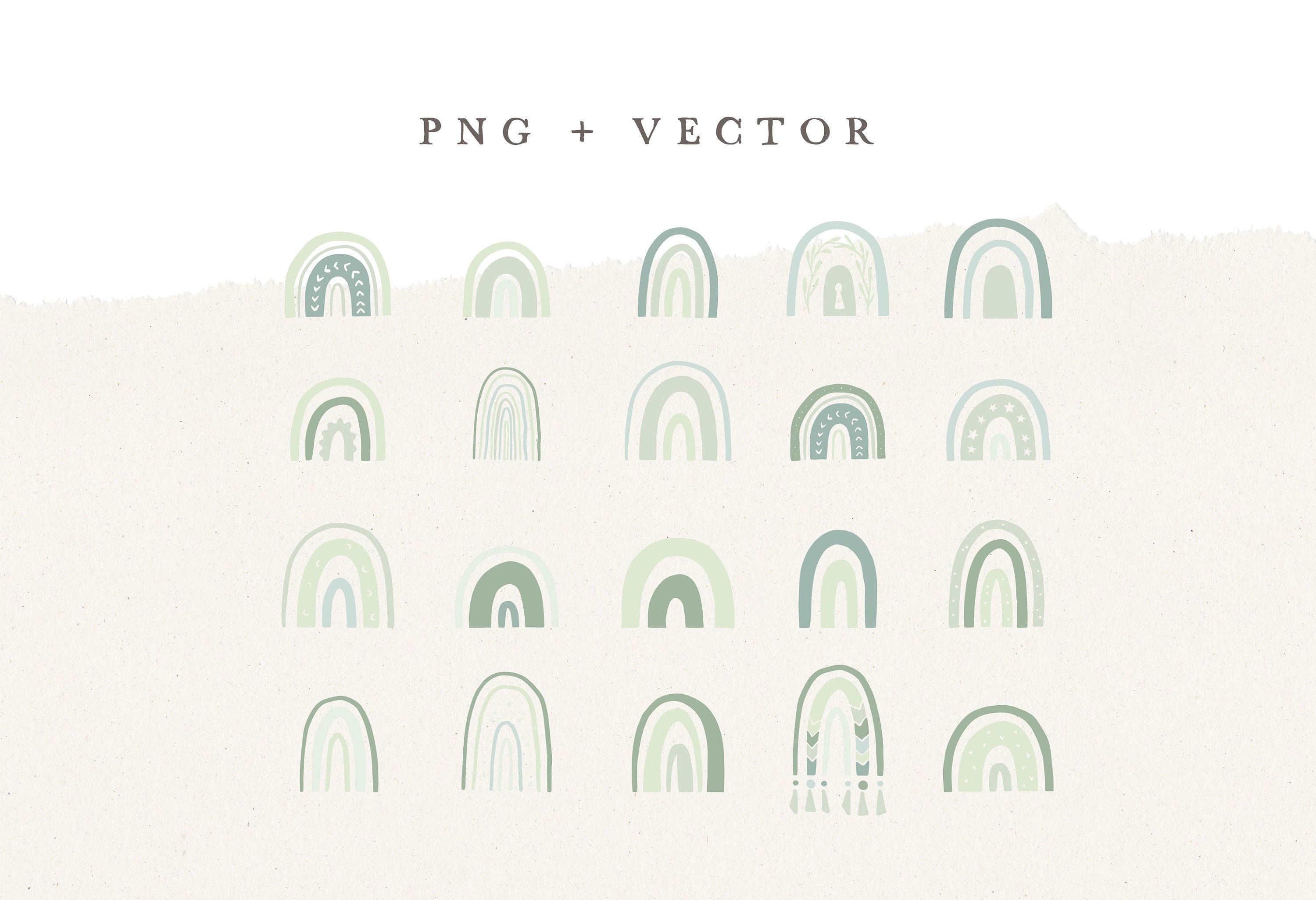 RAINBOW BUNDLE CLIPART / Hand Drawn Vector Rainbow Png - Etsy