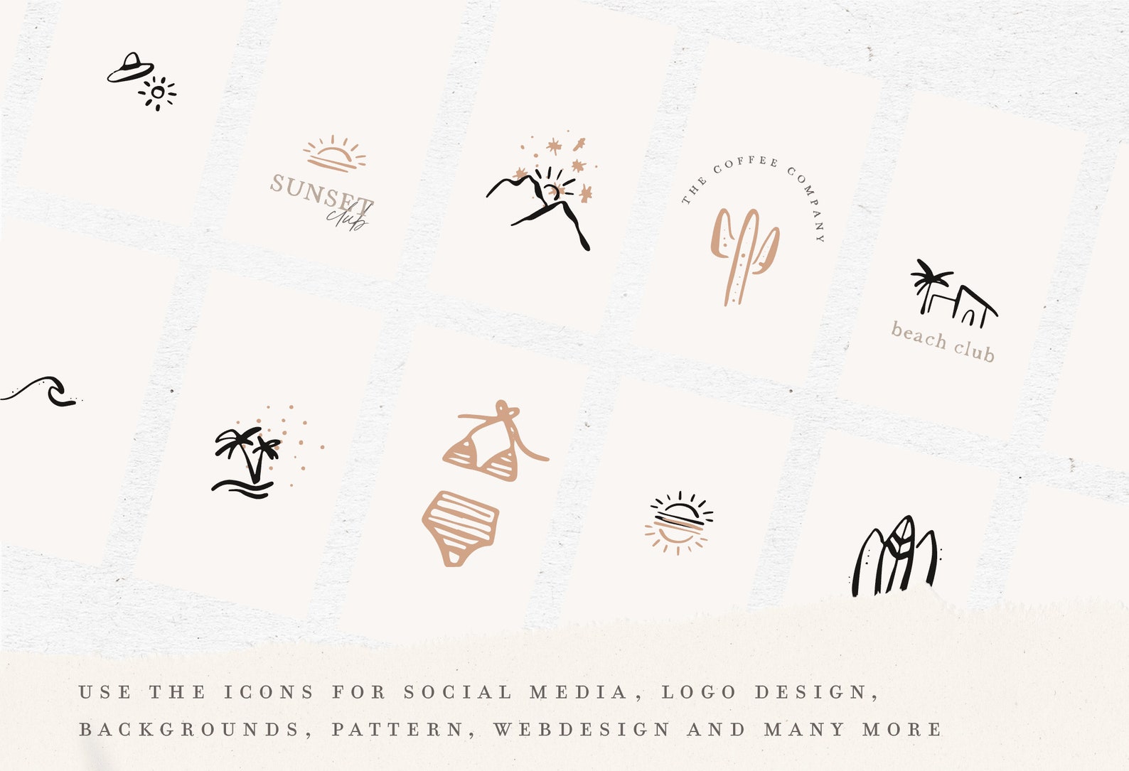 SUMMER ICONS / Hand Drawn Illustration for Graphic Design, Social Media ...