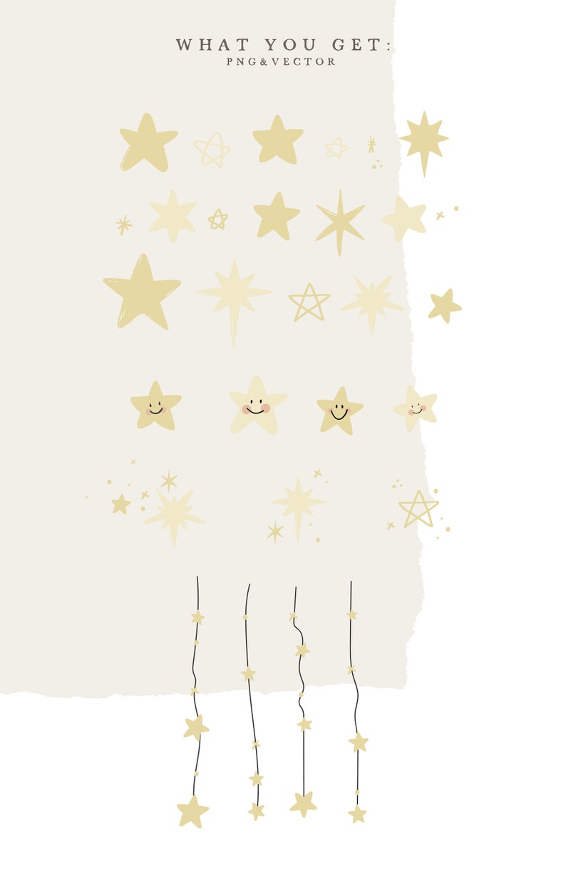 STARS BUNDLE CLIPART / Vector and Png Bundle Hand Drawn | Etsy