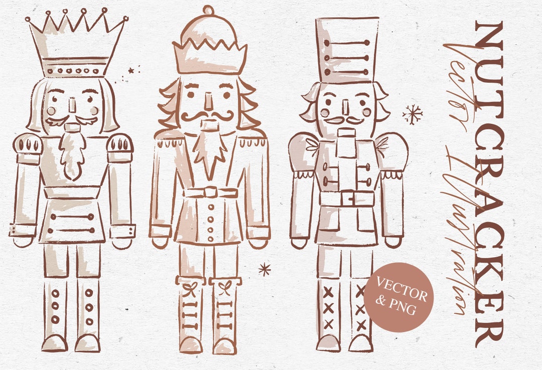 NUTCRACKER BUNDLE / Hand Drawn Xmas Christmas Tree Illustration Clipart ...