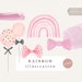 BUNDLE BABY CLIPART / Hand Drawn Watercolor Rainbow Cloud Png Pink ...