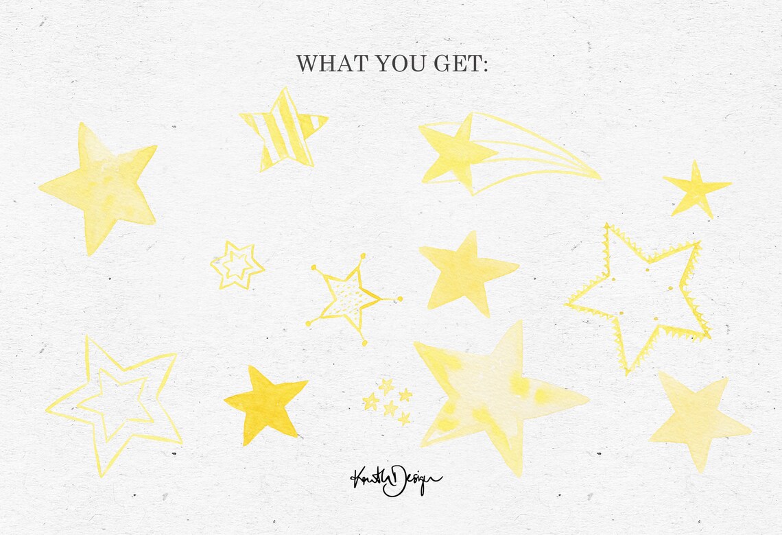 WATERCOLOR STARS / Clipart Graphic Design Watercolor Stars - Etsy