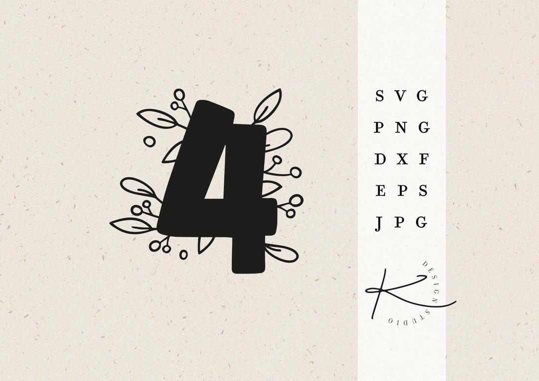 4 FOUR NUMBER PLOTTER FILE / Svg Png Dxf Jpg Eps Set Plotter File ...