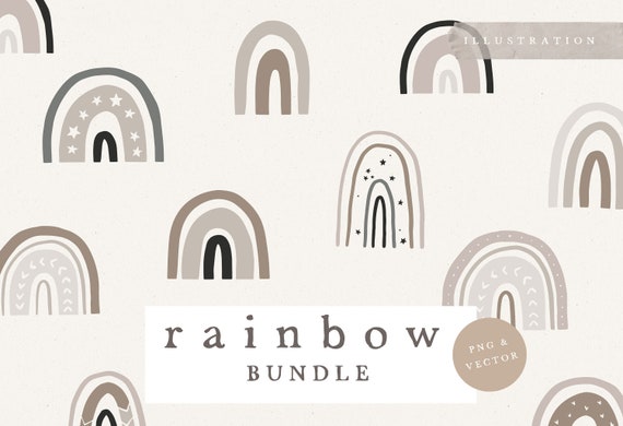 RAINBOW BUNDLE CLIPART / Hand Drawn Vector Rainbow Png - Etsy