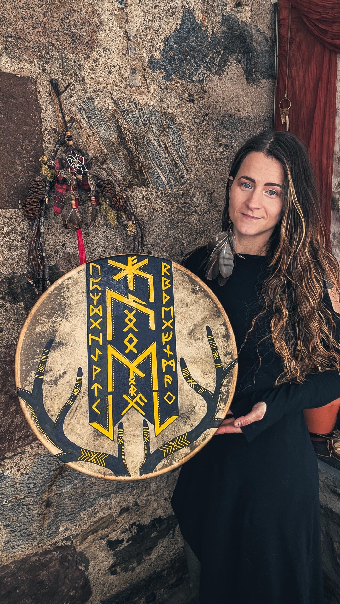 18'' Shamanic Deer and Viking Rune Medicine Drum - Shamanic Drums UK - Etsy