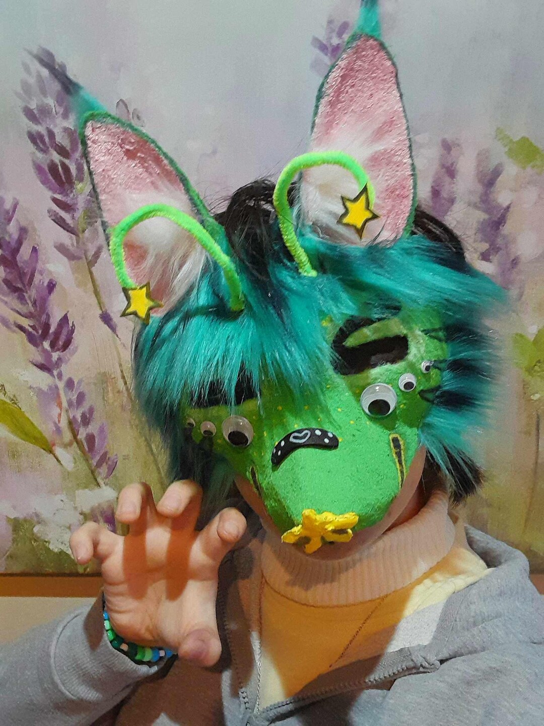 Handmade Alien Fox Snake Furry Therian Mask Cosplay Faux Fur Realistic ...