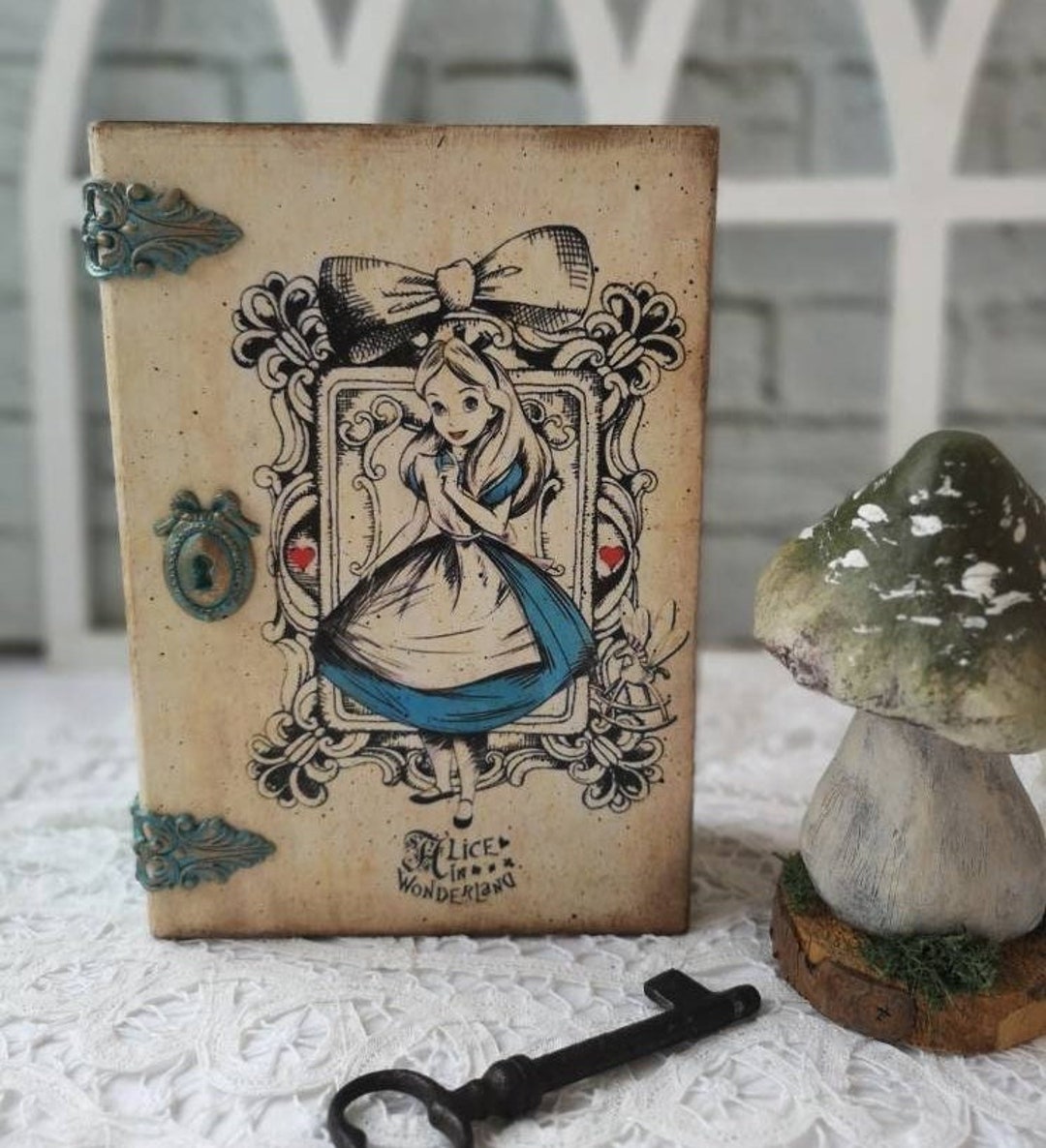 Alice in Wonderland Book Box With Lock. Alice Gift. Wooden Jewelry Box ...