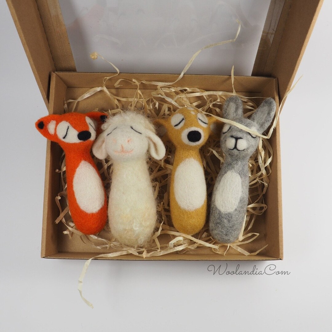 Felted Bunny Doe Fawn Deer Sheep Lamb Fox Baby Posing Toy Stuffed ...
