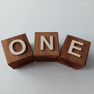 Wooden ONE TWO Blocks Vintage Cubes Infant Baby Toddler Child 1st First ...