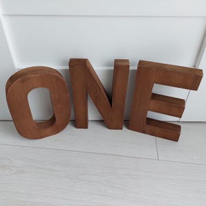 Wooden ONE Letters 1st First Birthday Vintage 3D Sign Infant Baby ...