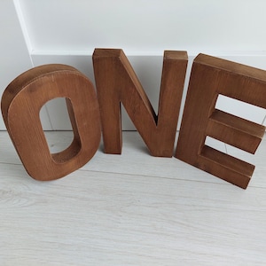 Wooden ONE Letters 1st First Birthday Vintage 3D Sign Infant Baby ...