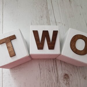 Wooden ONE TWO Blocks Vintage Cubes Infant Baby Toddler Child 1st First ...