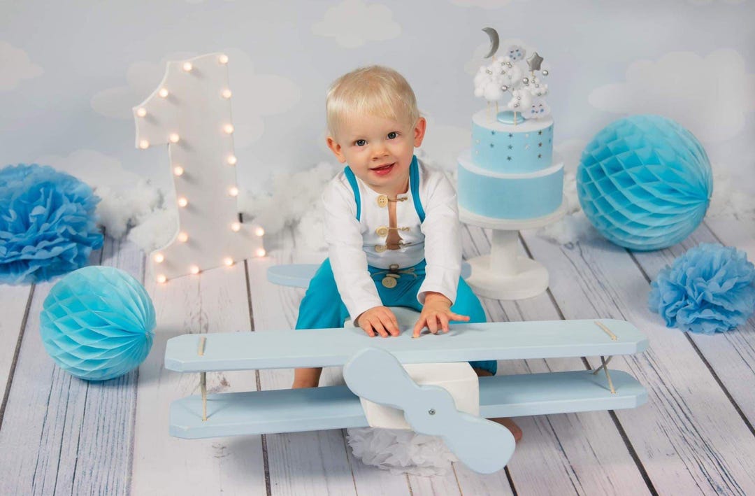 Wooden Airplane Wood Plane Propeller Posing Toy Infant Newborn Sitter ...