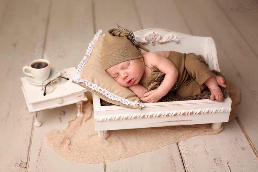 Newborn Wooden Bedside Bedside Nightstand Table Stool Set Rustic ...