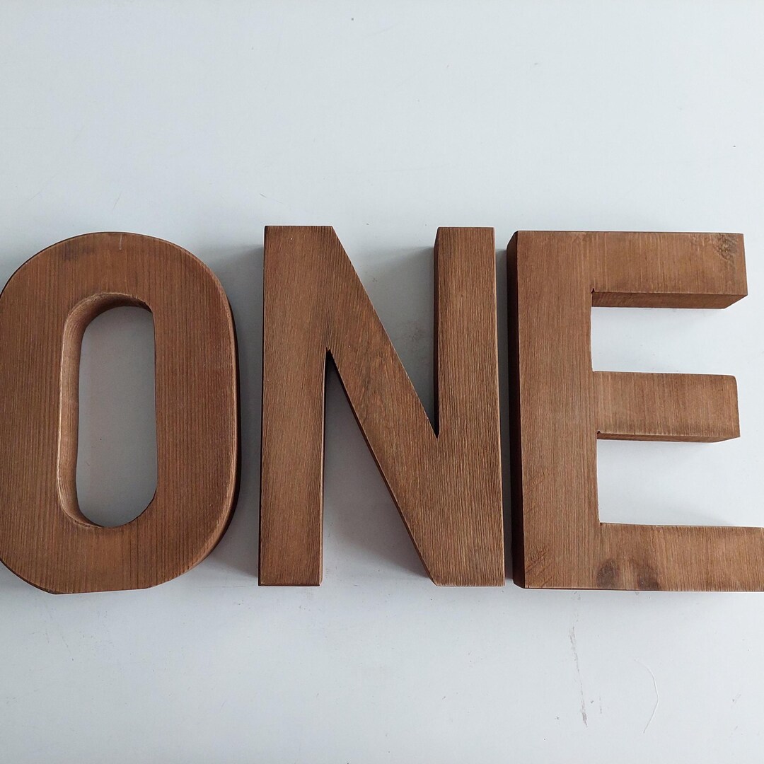 Wooden ONE Letters 1st First Birthday Vintage 3D Sign Infant Baby ...
