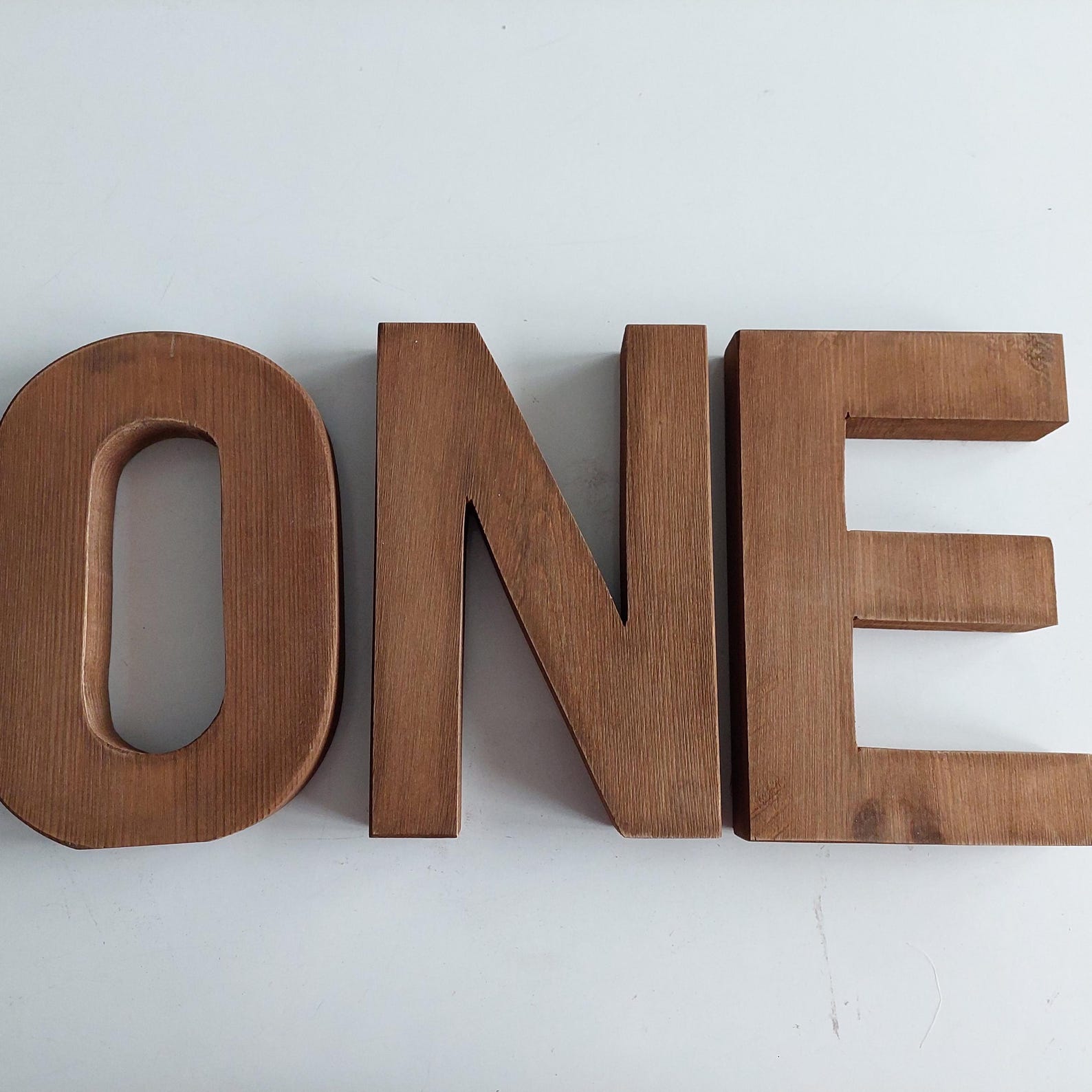 Wooden ONE Letters 1st First Birthday Vintage 3D Sign Infant Baby ...