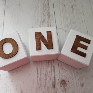 Wooden ONE TWO Blocks Vintage Cubes Infant Baby Toddler Child 1st First ...