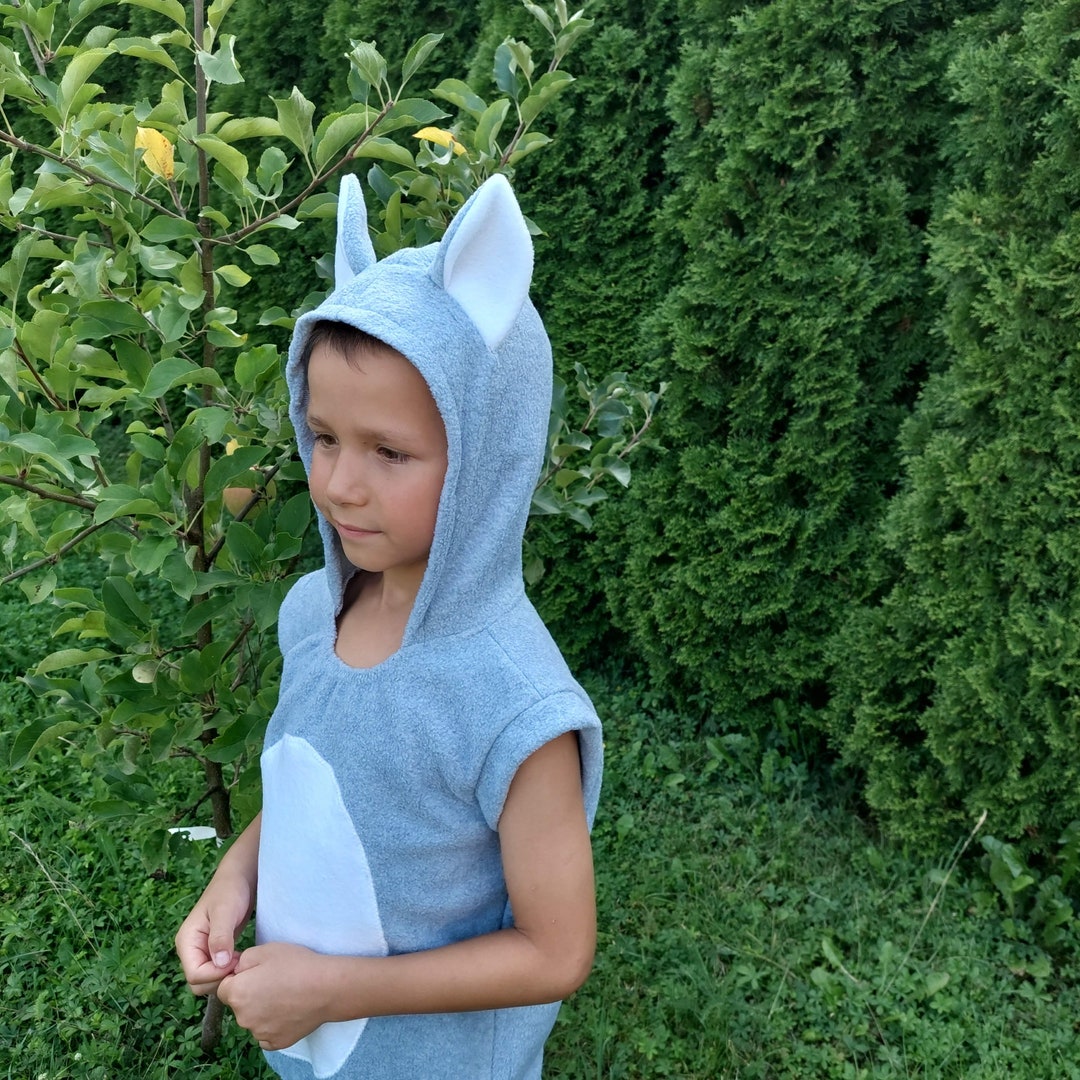 Wolf Husky Costume Kids Hooded Vest Tail Outfit Suit Jumpsuit Overall ...