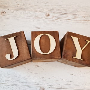 Wooden JOY Blocks Vintage Cube Infant Baby Toddler Child Family ...