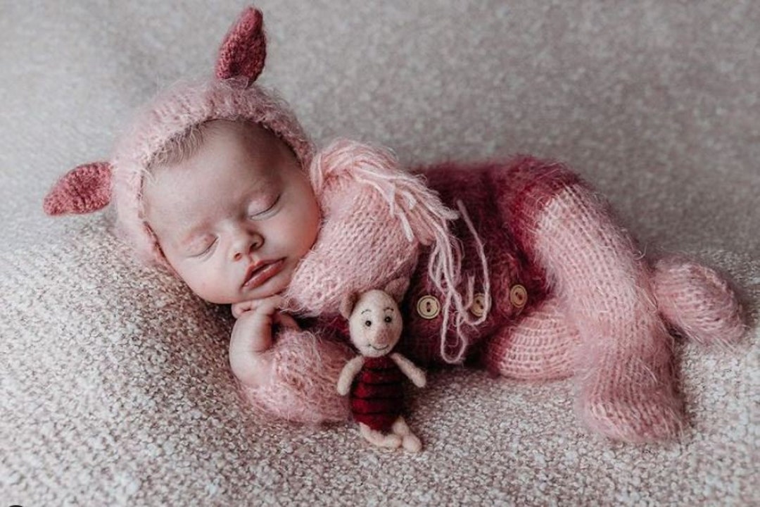 Baby Pig Piglet Costume Knit Crochet Pig Outfit Overall Suit Overall ...