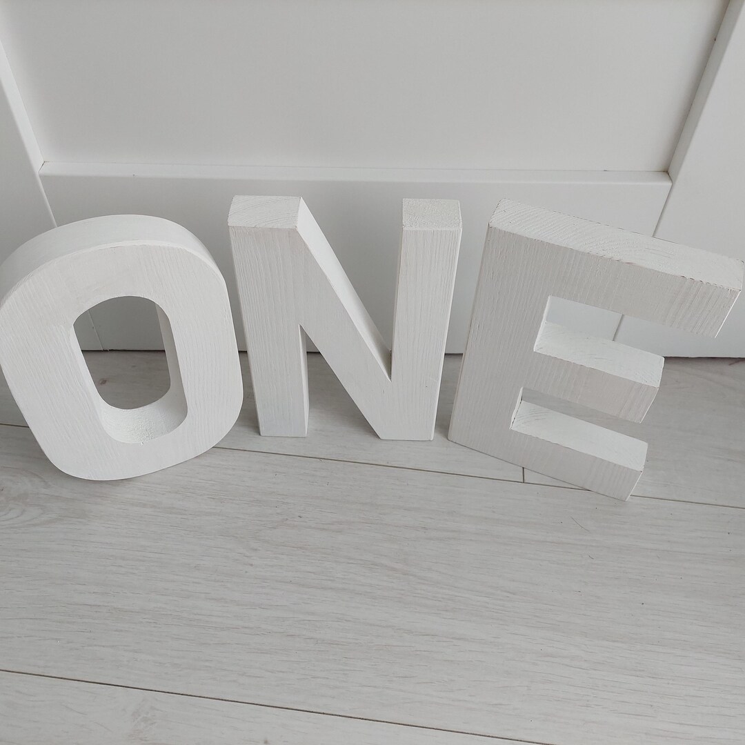 Wooden ONE Letters 1st First Birthday Vintage 3D Sign Infant Baby ...