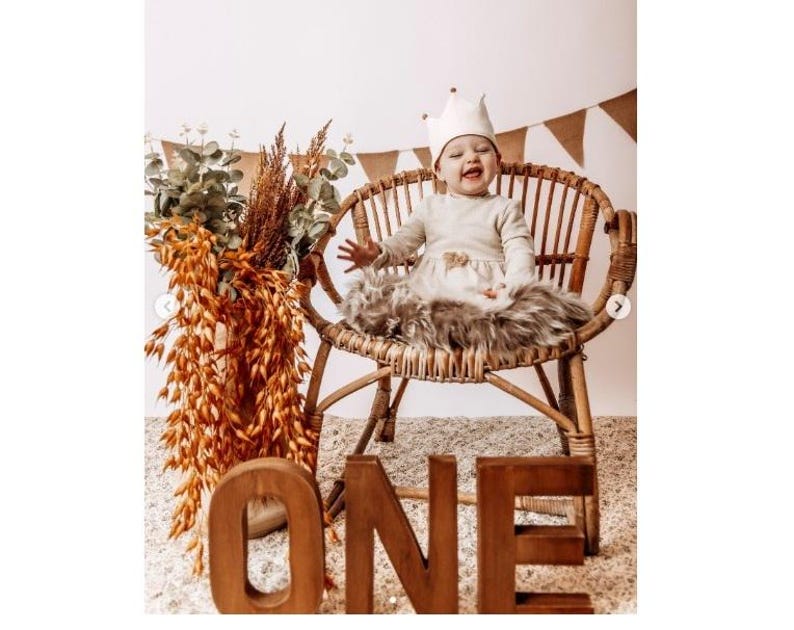 Wooden ONE Letters 1st First Birthday Vintage 3D Sign Infant Baby ...