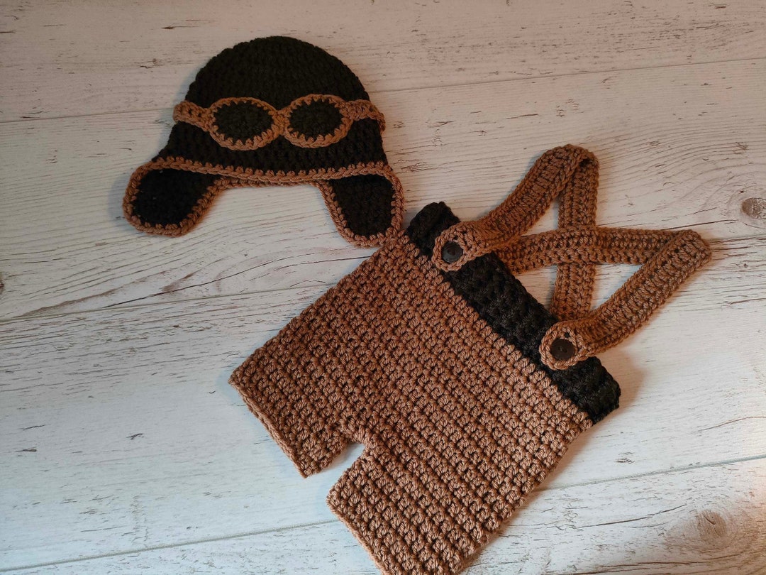 Newborn Pilot Costume Suit Outfit Crochet Aviator Airplane Crochet ...
