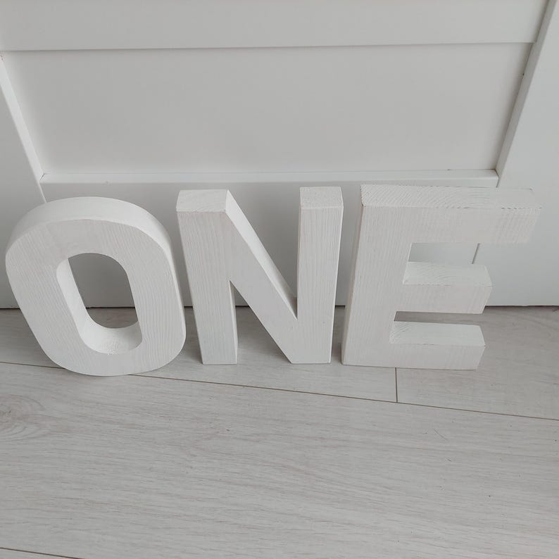 Wooden ONE Letters 1st First Birthday Vintage 3D Sign Infant Baby ...