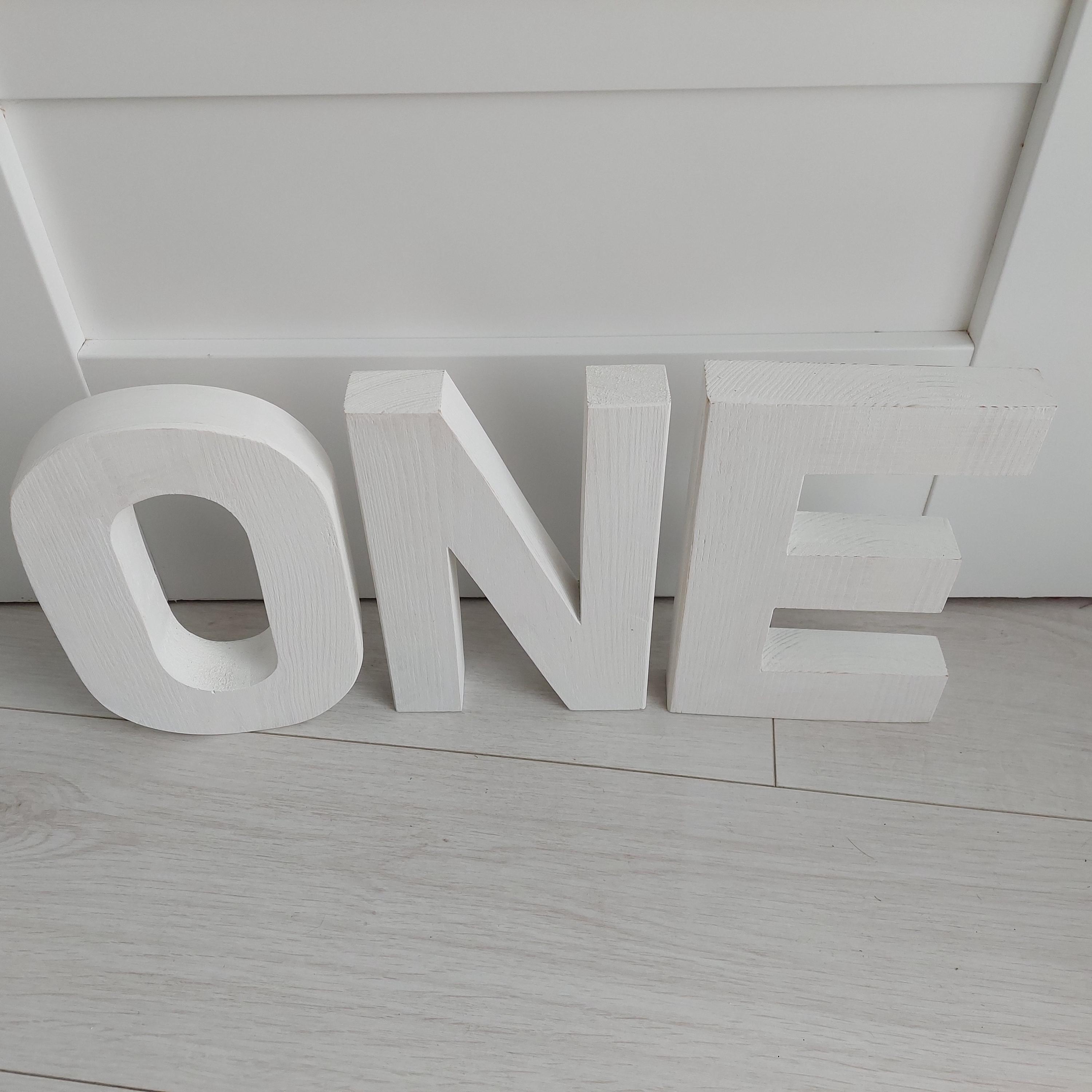 Wooden ONE Letters 1st First Birthday Vintage 3D Sign Infant Baby ...