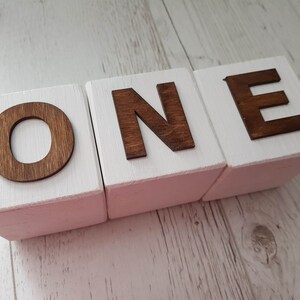Wooden ONE TWO Blocks Vintage Cubes Infant Baby Toddler Child 1st First ...