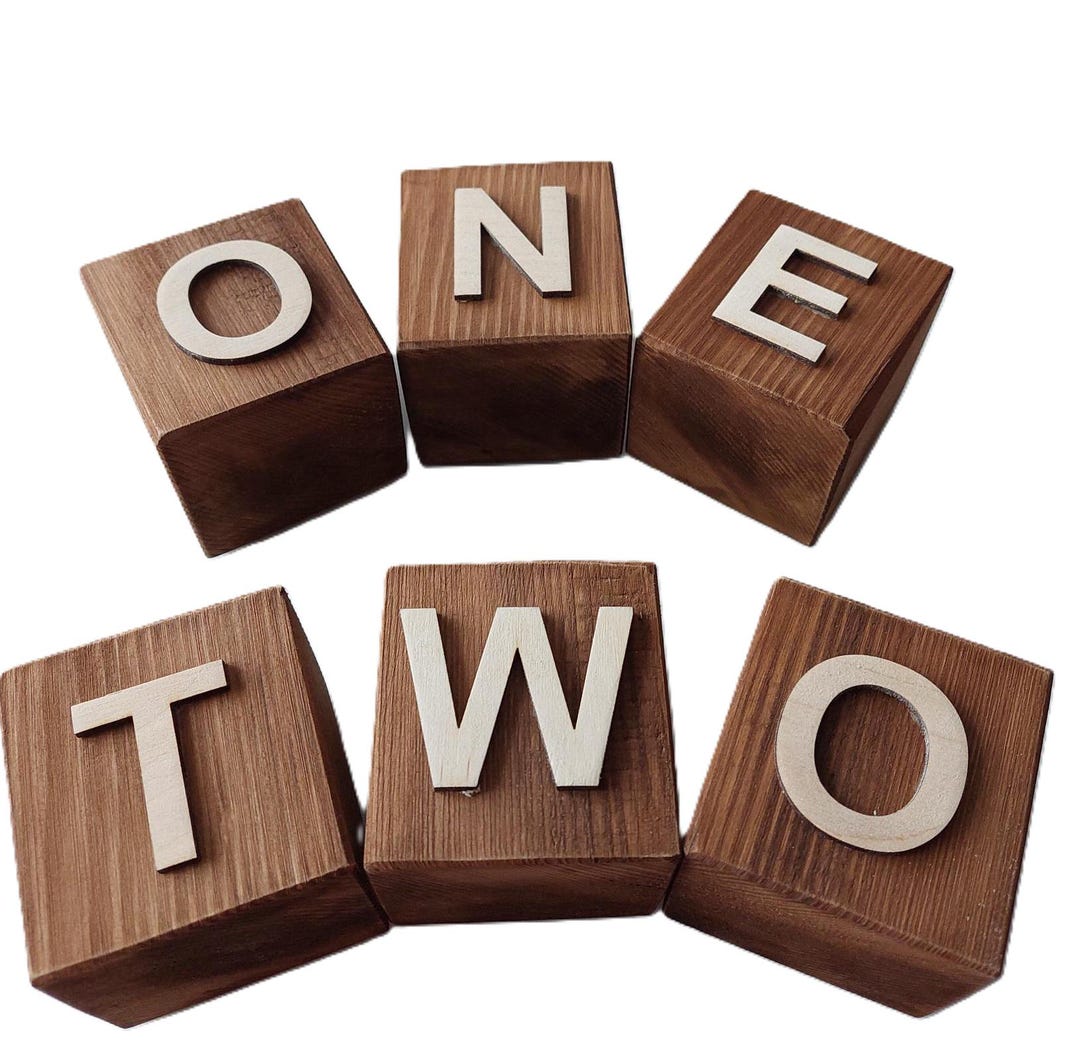 Double Sided Sign ONE TWO Blocks Vintage Cubes Infant Baby Toddler ...