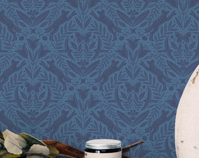 Pastel Blue Damask Wallpaper | Removable Peel and Stick Wallpaper or ...