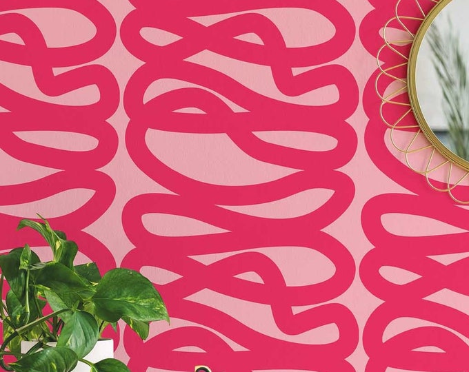 Rose Wallpaper Bold, Line-drawn Roses Design Available in Black & White ...