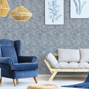 Herringbone Peel and Stick Wallpaper / Modern Removable Wallpaper ...