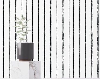Line Art Peel and Stick Wallpaper / Abstract Line Art Removable ...