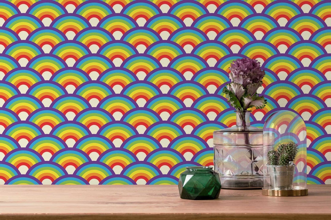 Rainbow Wallpaper - Peel and Stick or Non Pasted Wallpaper / Rainbow ...