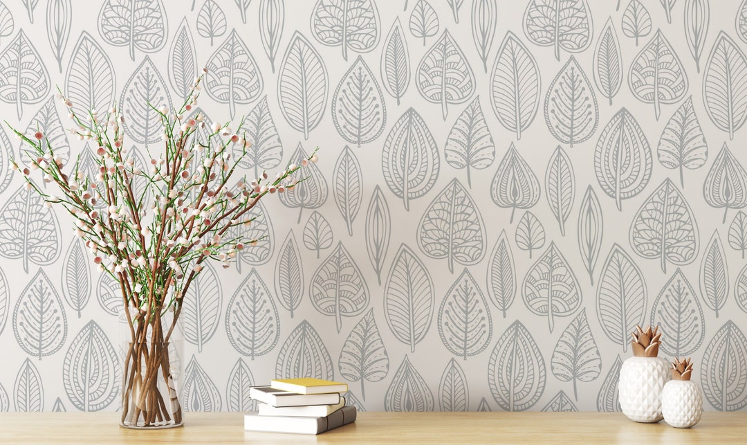 Scandinavian Leaf Wallpaper: Minimal Botanical Design (peel and Stick ...
